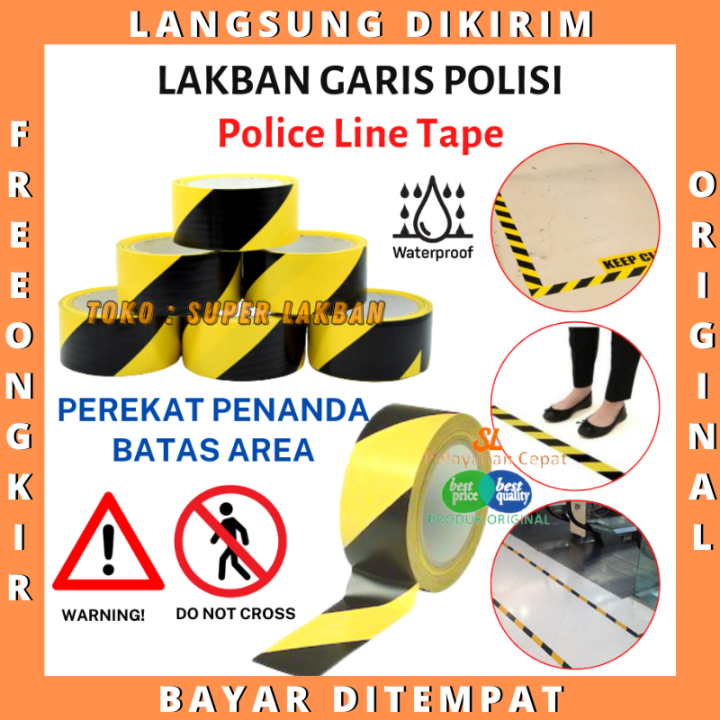Lakban Isolasi Police Line Garis Polisi Hitam Kuning Penanda Batas Area ...