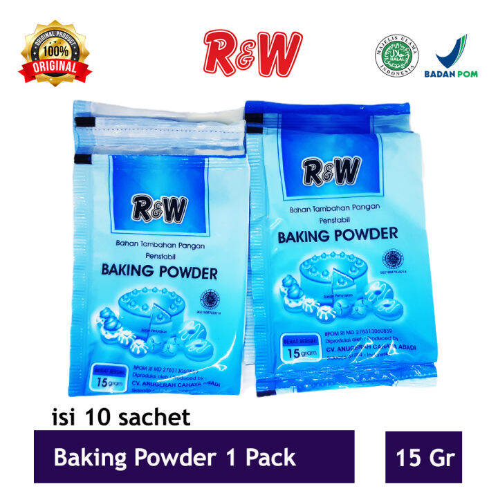 Baking powder R&W RW 15 grm biru isi 10 sachet bahan tambahan pangan ...