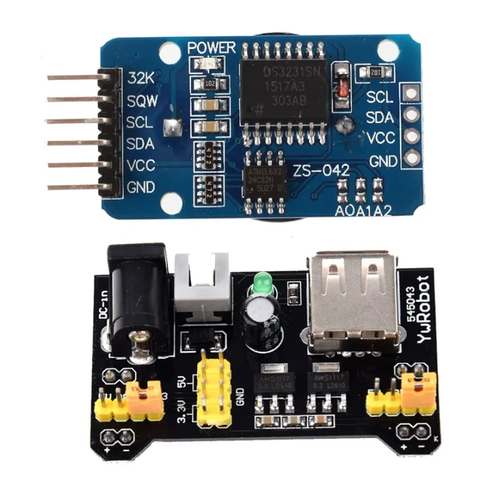 DC 3.3-5.5V DS3231 High Precision Real-Time Clock Module for MCU with Breadboard 3.3V/5V Power ...