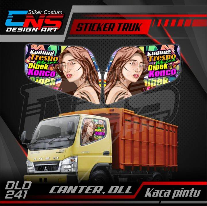 Stiker Kaca Pintu Depan Truk CANTER Custom Foto Cewek Cantik Hijab ...
