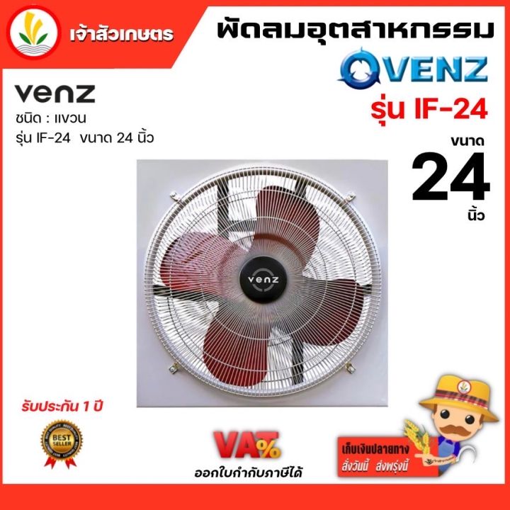 พัดลมติดผนัง venz รุ่น IF-24 พัดลมอุตสาหกรรม 24 นิ้ว พัดลมใบแดง พัดลมโรงงาน รับประกัน 1 ปี ...