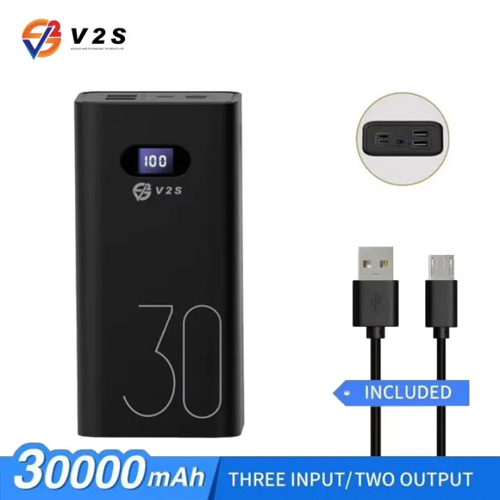 V2S BANON Series PB30 High Capacity Cellphone Mobile Power 3 Input Dual ...