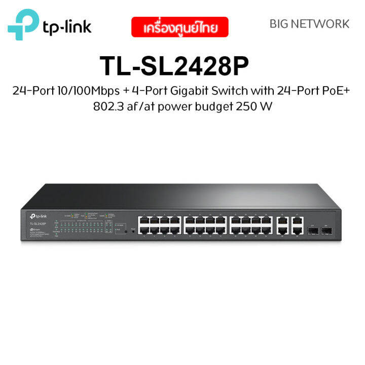 TP-LINK TL-SL2428P JetStream 24-Port 10/100Mbps + 4-Port Gigabit Smart ...