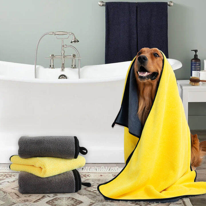 Pet Bath Towel Soft Microfiber Strong Absorbing Water Dog Towel Cat ...