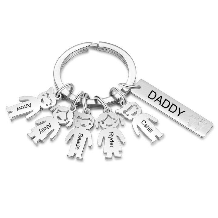 JewelOra Personalized Name Boy Girl Keychains with DADDY Bar Charm ...