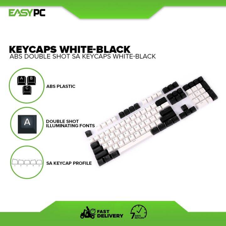 ABS Double Shot SA Keycaps White-Black/Black-White/Black-Red/Black-Blue ...