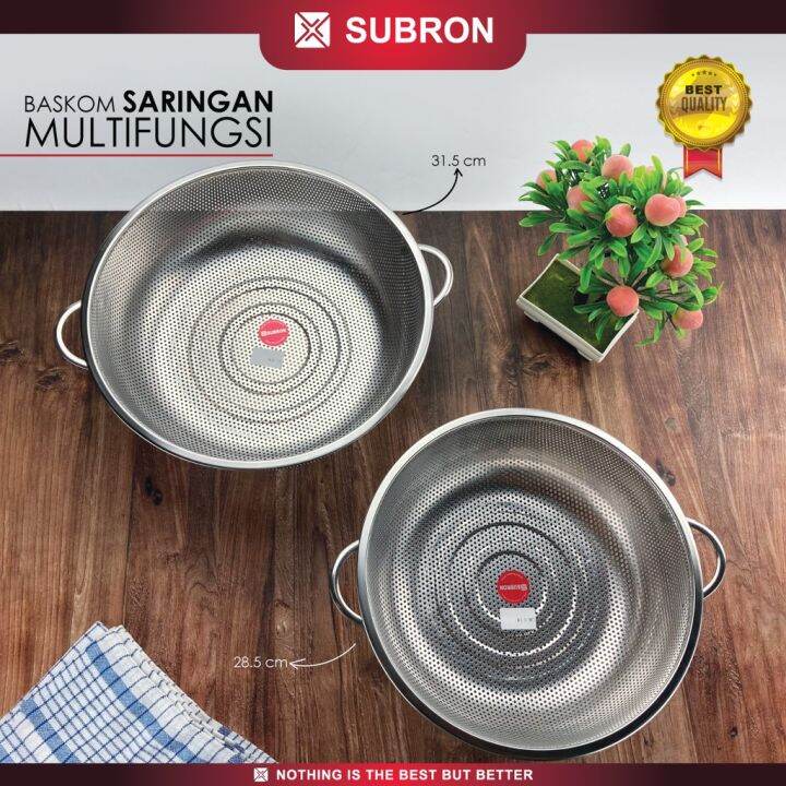 SUBRON Saringan Multifungsi 28.5cm 31.5cm Baskom Lubang Cuci Buah Sayur ...