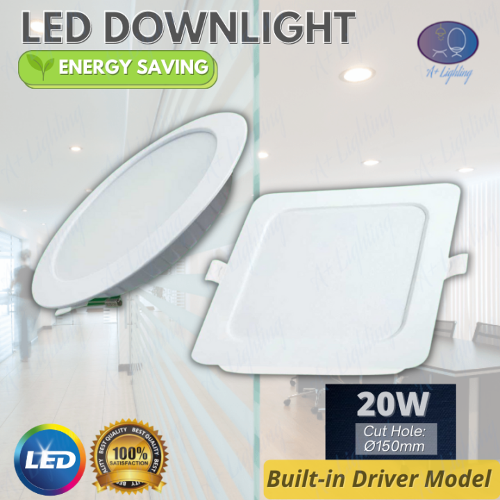 [2 Years Warranty] 20W LED DOWNLIGHT ROUND SQUARE CUT HOLE CEILING ...
