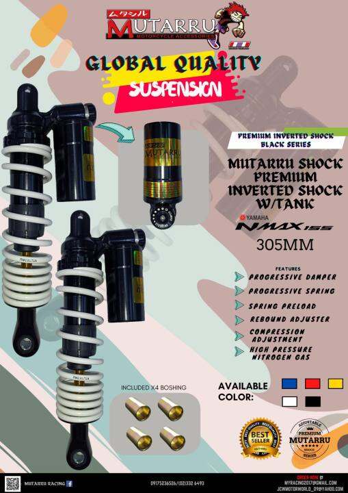 MUTARRU SHOCK W/TANK PREMIUM AEROX/NMAX 305MM ADJUSTABLE | Lazada PH