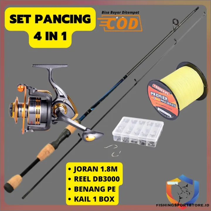 Set Pancing Laut Joran 180cm Reel Katrol Gulungan10 Ball Bearing DB3000 PAKET MANCING SUNGAI ...