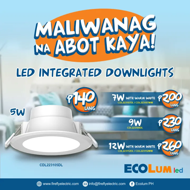 ECOLUM LED Round Recessed Integrated Downlight Warm White & Daylight 5W ...