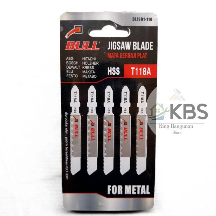 Mata Jigsaw HSS besi Bull T118A / Mata Jig saw Blade metal plat (5pcs ...