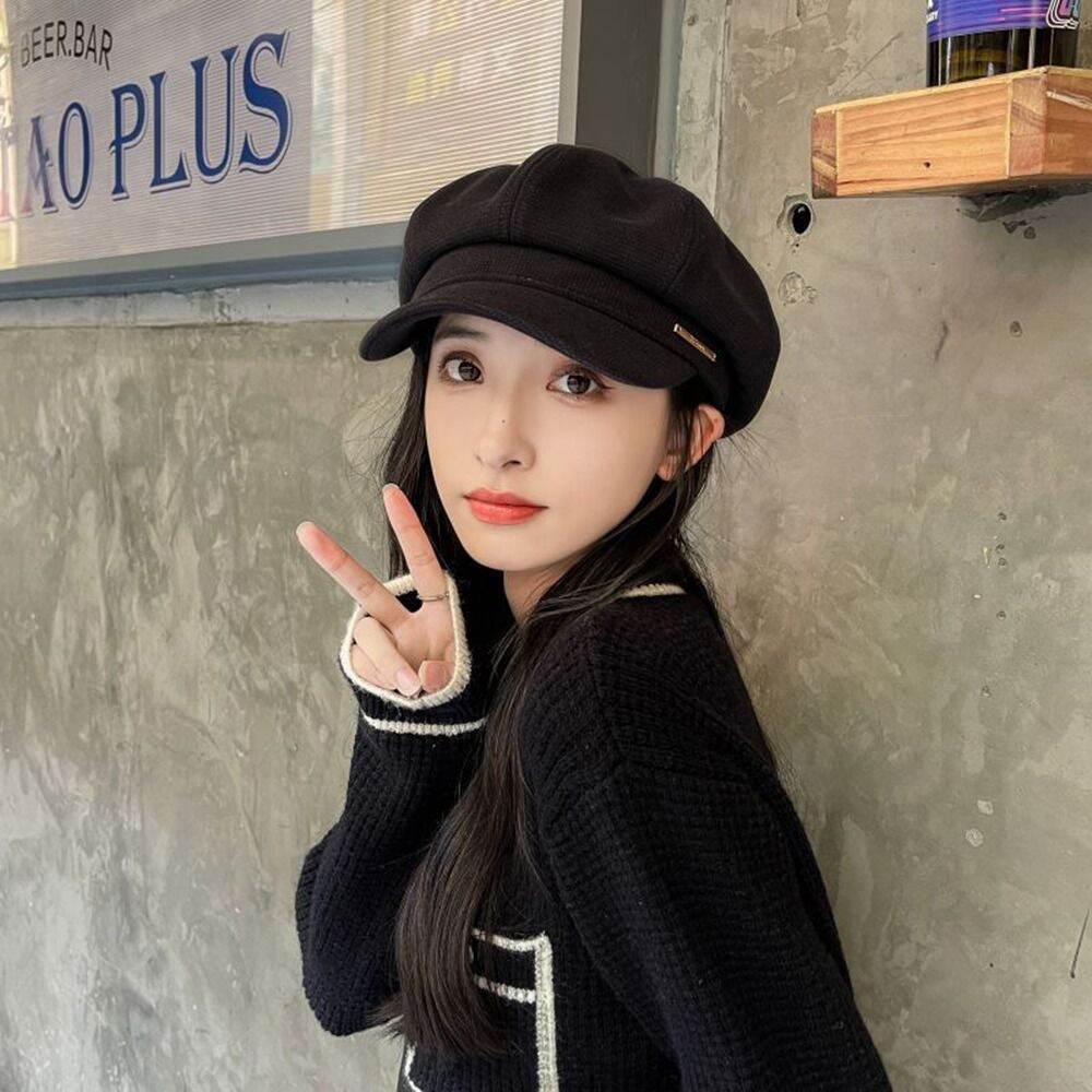 MARGOTA หมวกแปดเหลี่ยมแฟชั่นสำหรับผู้หญิงหมวกกะบังฤดูใบไม้ร่วงสีทึบหมวก ...