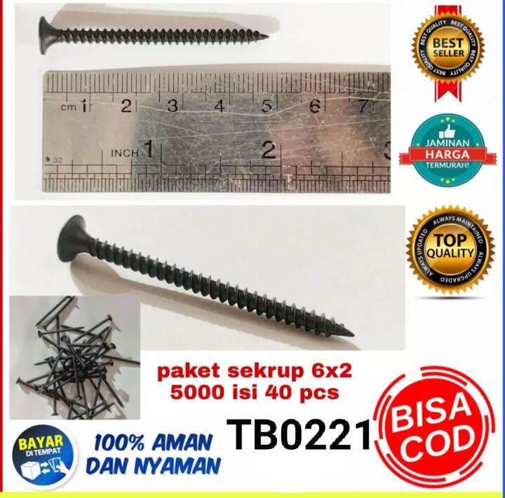 Sekrup Gypsum 6x2 "inch 5cm isi 30pcs | Lazada Indonesia