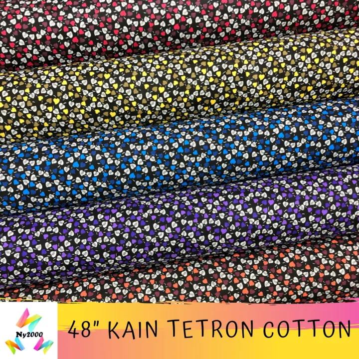 Kain Tetron Cotton TC (Polyester) Corak Daun Bentuk Hati (Bidang 48 ...