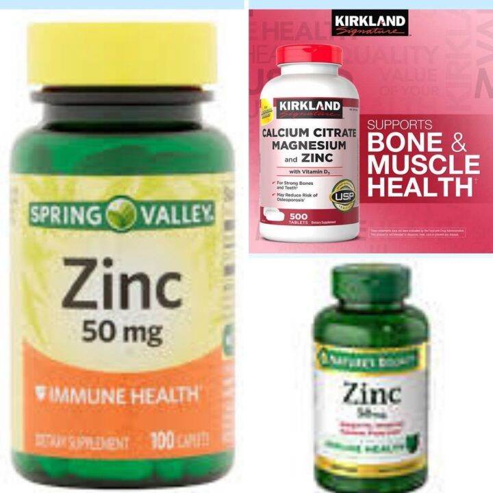 ☟Zinc Kirkland Calcium Magnesium and Zinc Spring Valley Zinc Zinc ...