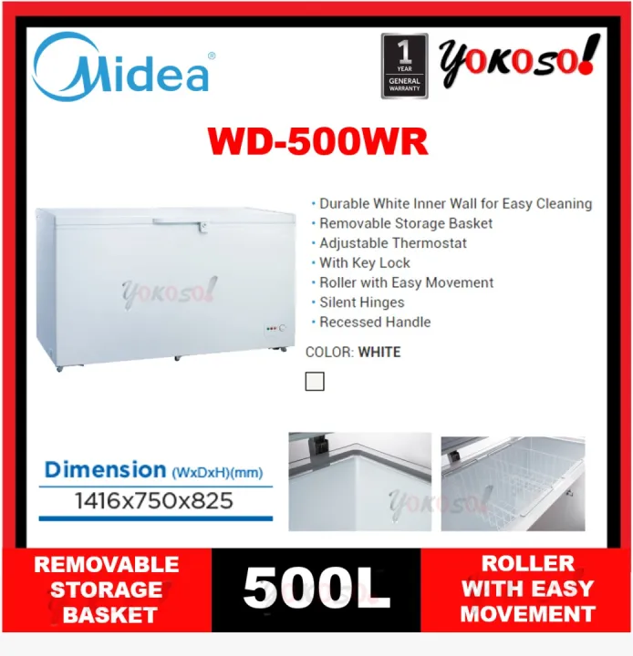 Midea WD-500WR Chest Freezer 500L (WD500WR) | Lazada