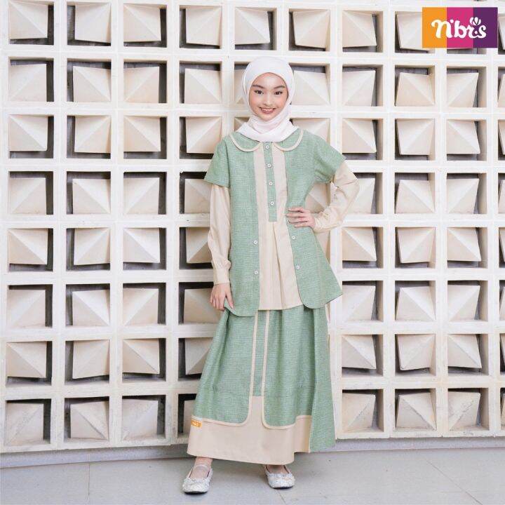 BAJU SETELAN REMAJA NIBRAS TEEN BASMA GREEN SAGE / SARIMBIT KELUARGA ...