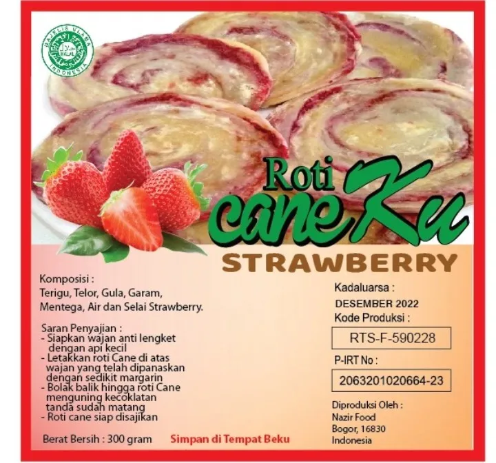 Roti Cane Strawberry atau Roti Maryam strawberry isi 4 isian Strowbery ...
