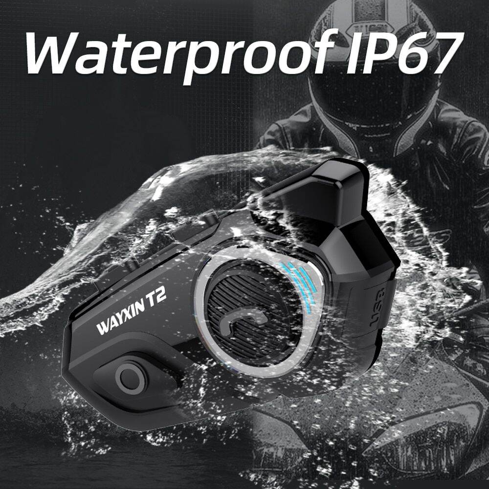 WAYXIN หูฟังสำหรับติดหมวกกันน็อคจักรยานยนต์ T2สำหรับผู้ขับขี่2คนลำโพง ...