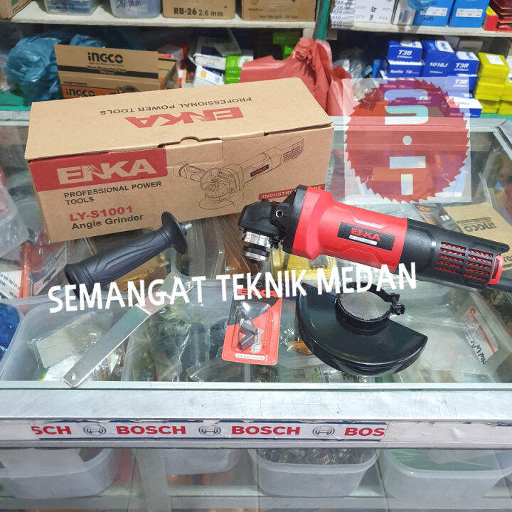 LYS1001 MESIN GERINDA GRENDA TANGAN ANGLE GRINDER 4" ENKA LY-S1001 ...