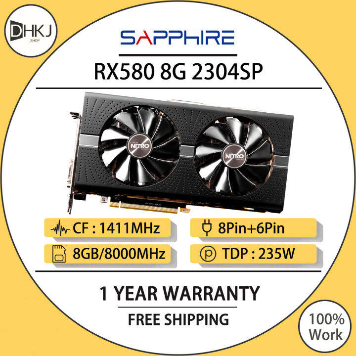 USED SAPPHIRE RX 580 8GB 2304sp Video Card 1411MHz 8GB 256Bit GDDR5 ...