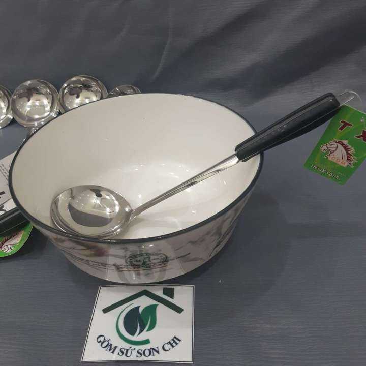 Vá múc canh, muôi múc canh inox cán nhựa đen dài 20cm (Loại vá nhỏ múc ...