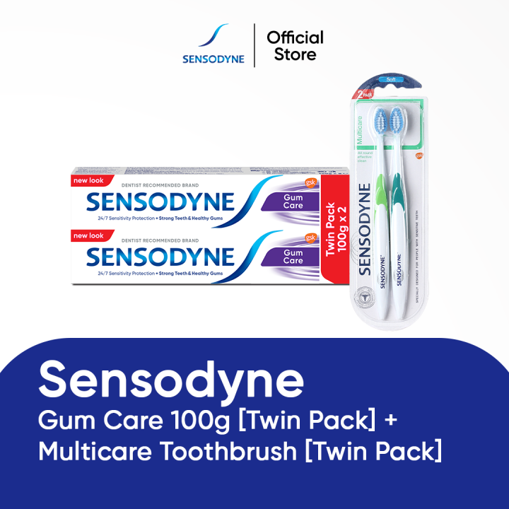 Sensodyne Gum Care Toothpaste 100g [Twin Pack] + Multicare Toothbrush ...