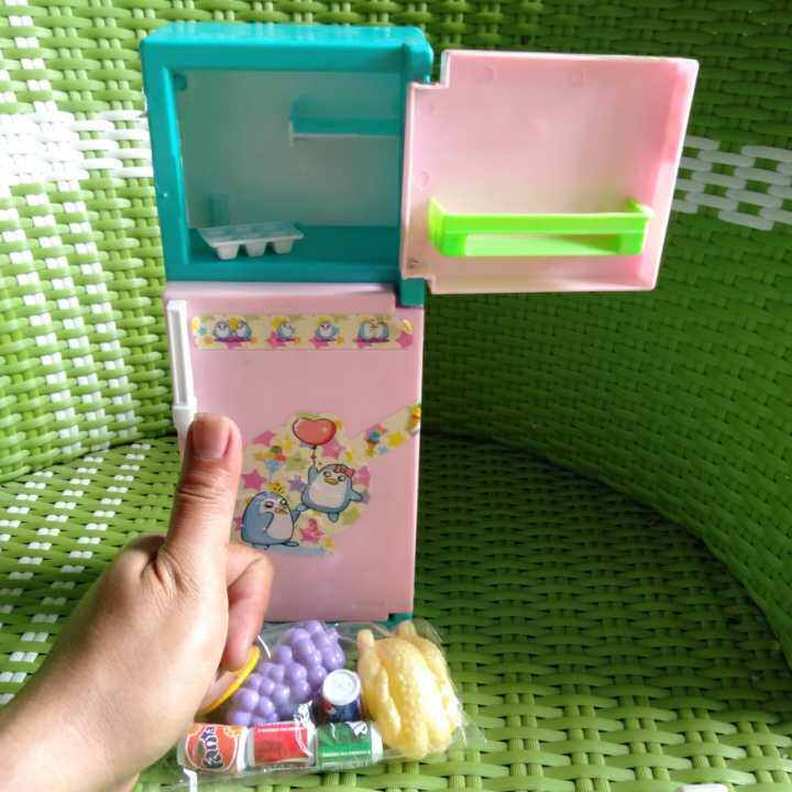 Mainan kulkas 2 pintu ukuran besar dilengkapi isi kulkas lengkap ...