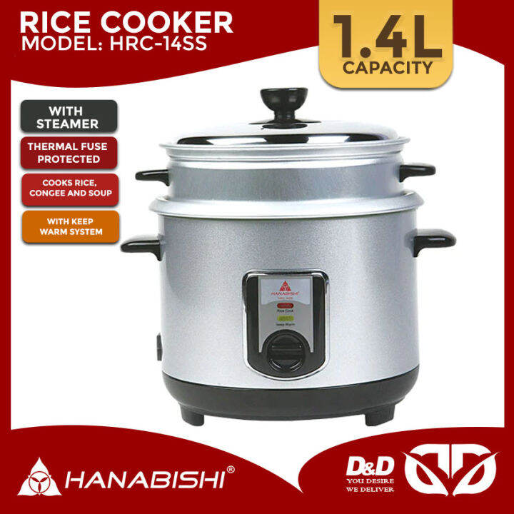 Hanabishi HHRC-14SS 1.4 Liters Rice Cooker with Steamer | Lazada PH