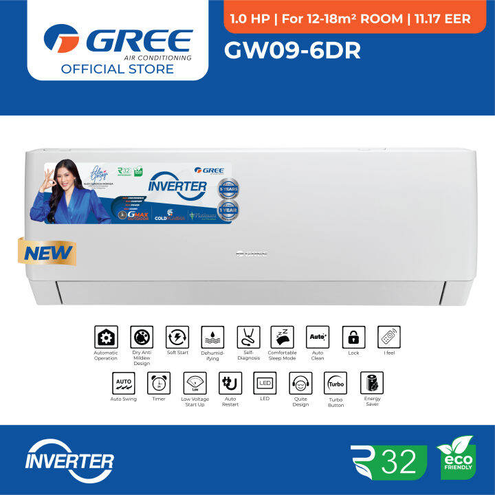 Gree GW09-6DR 1.0 HP Wall Mounted Type Inverter Aircon | Lazada PH