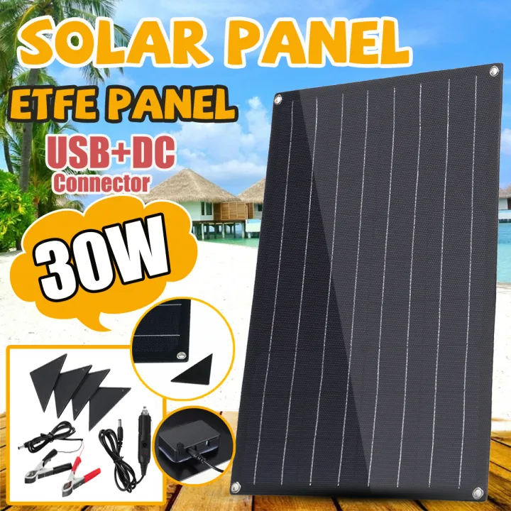 Dual USB DC Car Charger Module Kit Solar Panel 30W ETFE Flexible ...