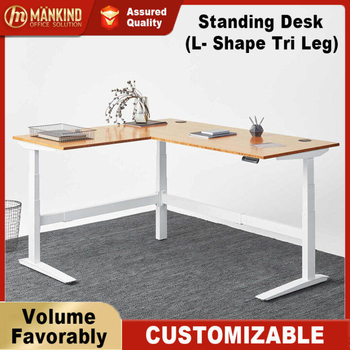 MANKIND Standing Tri Leg L-shaped Desk Motor Lifting Table | Ergonomic ...