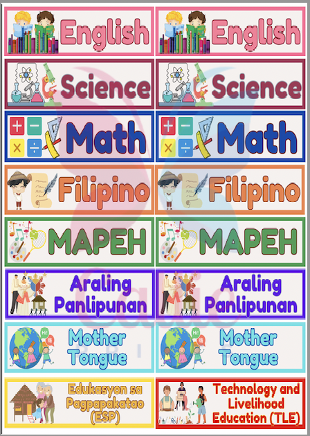 WATERPROOF SUBJECT STICKER NAME LABELS| SUBJECT NAME LABELS FOR KIDS ...