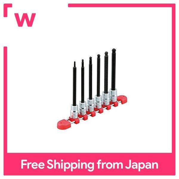 KTC 9.5mm (3/8 inch) Long Ball Point Hexagon Bit Socket Set 6 pieces ...