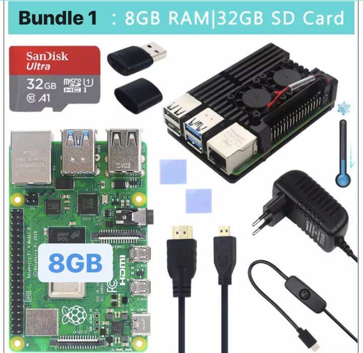 [พร้อมส่งจากไทย] เซต Raspberry Pi 4 Ram 8GB+SD Card+อุปกรณ์ครบเซต 6 ...