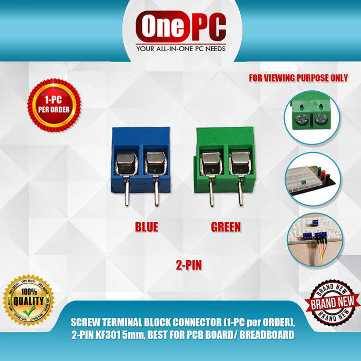 ONE PC SCREW TERMINAL BLOCK CONNECTOR (1-PC per ORDER), 2-PIN KF301 5mm ...