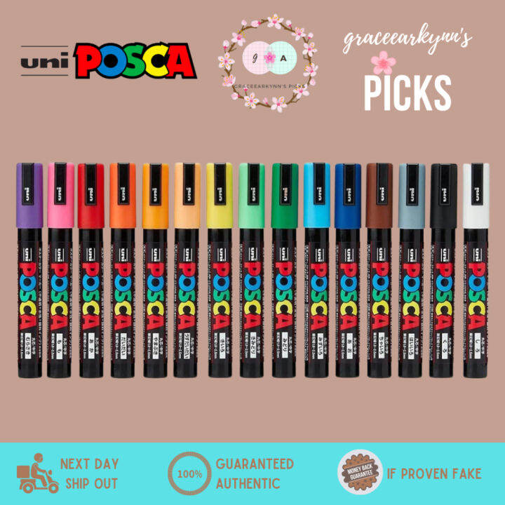⚘Uni Posca Color Marker PC-3M 5M 8K Set of 15♧ | Lazada PH