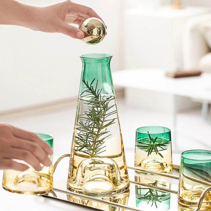 New - Gelas Teko Kaca Set 4 Cups 1 Botol Pitcher Luxury Design / Gelas Teko Modern / Gelas Teko ...