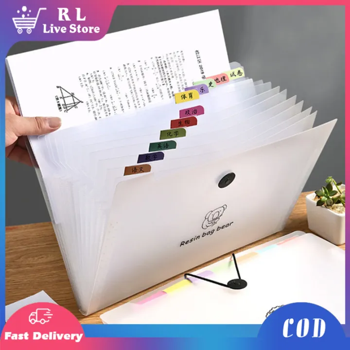 12 Grids A4 Expanding File Folder Office Document Organizer Receipt ...