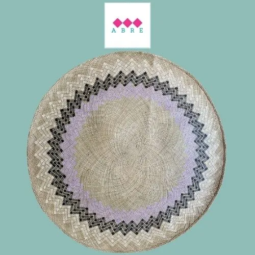 Abre Oasis 4ft Round Mat (Handwoven Ticog Grass and Embroidered Buri ...