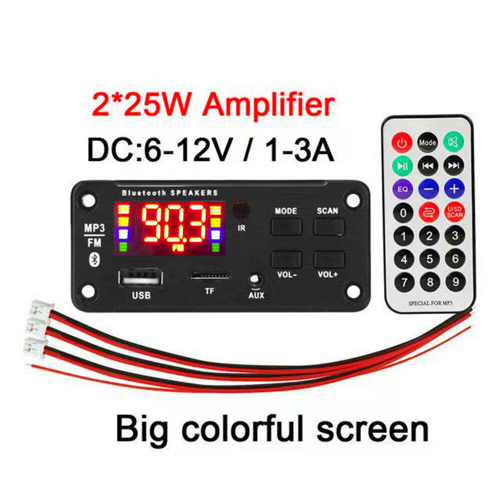 Amplifier Handsfree MP3 Player Decoder Board 12V Bluetooth 5.0 Car FM ...