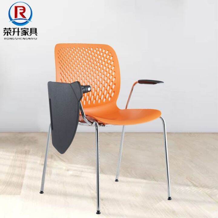 Simple training chair student staff meeting chair with armrest orange ...