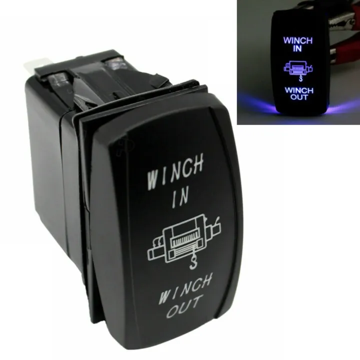 12V Rocker Toggle Switch Blue LED Winch 7P In Out Light Car UTV Truck ...