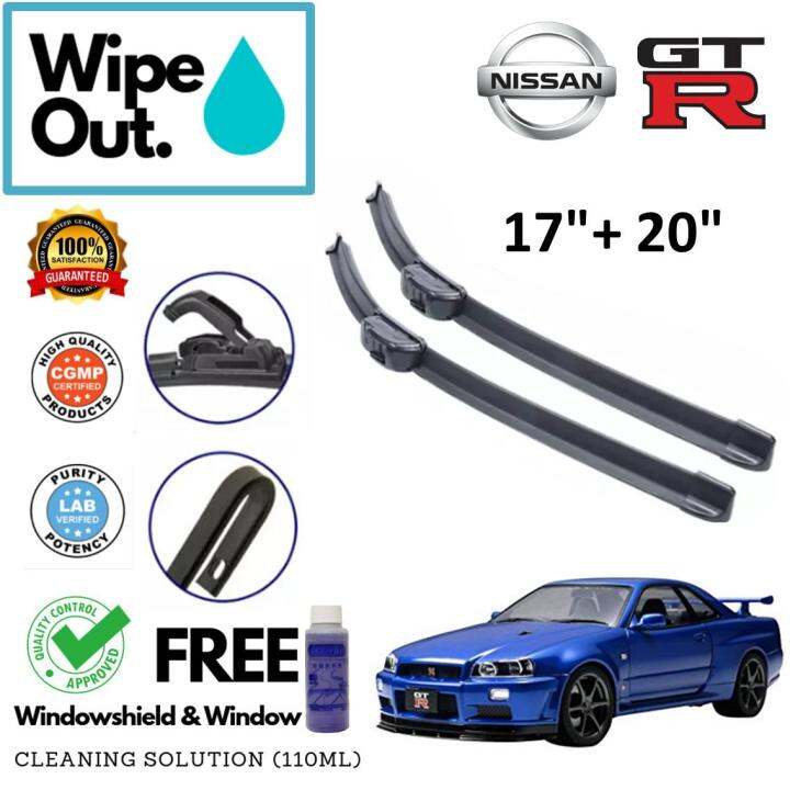 Nissan GTR R34 WipeOut NANODRY SILICONE Wiper Blade 17" + 20" (Front ...