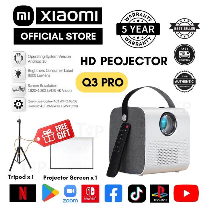 XiaoMi Projector Q3 Pro Smart Projector HD 4K WiFi LED Wireless Built ...