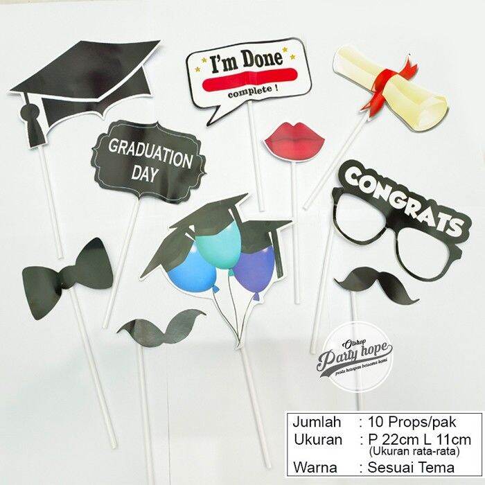 fun props lulusan wisuda / foto booth sekolah / foto props graduation ...