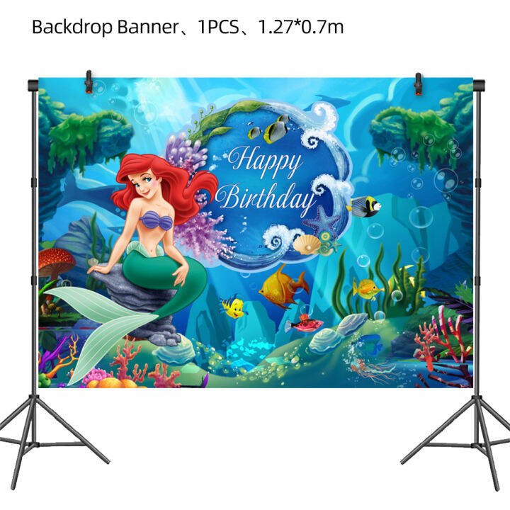 Little Mermaid Ariel Princess Backdrop Girls Birthday Party Decoration ...