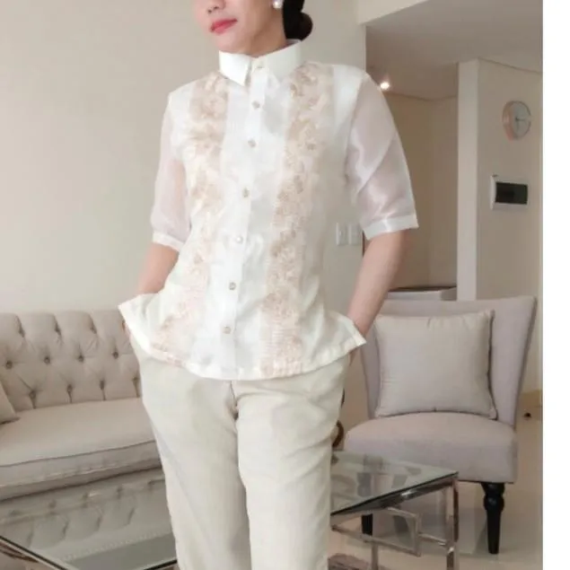 LADIES TOP BARONG PURE EMBROIDERED BARONG MODERN FILIPINIANA | Lazada PH