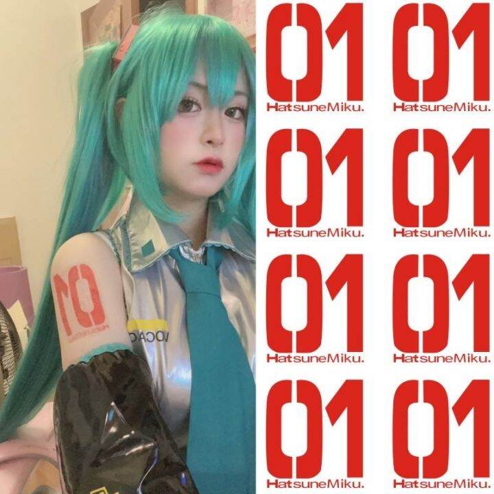 Hatsune Miku Tattoo Sticker COS Sticker Number Red 01 02 03 Anime ...